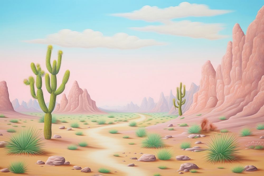 Painting desert border backgrounds landscape | Premium Photo ...