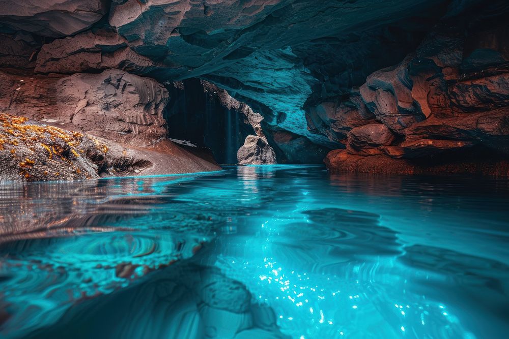 Bioluminescence cave background outdoors nature | Free Photo - rawpixel