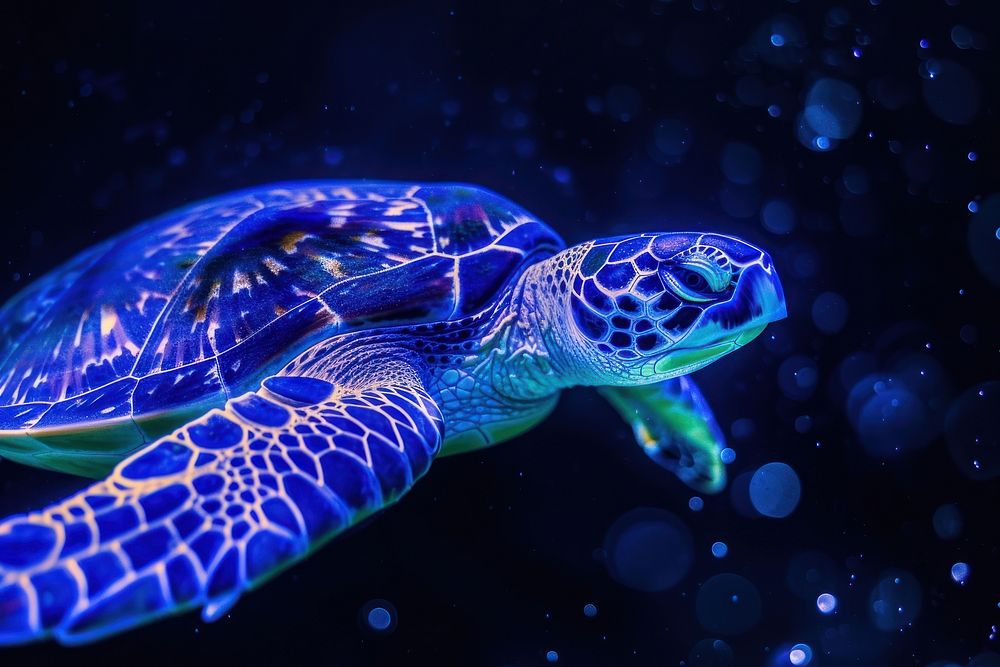 Bioluminescence Sea turtle background reptile | Free Photo - rawpixel