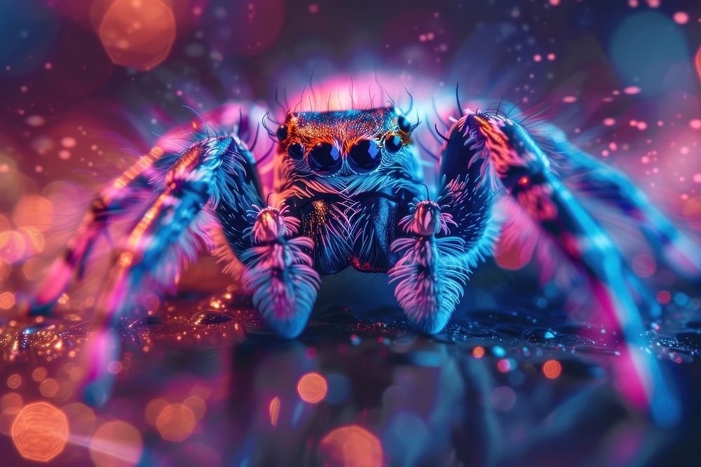 Bioluminescence Spider background spider animal | Free Photo - rawpixel