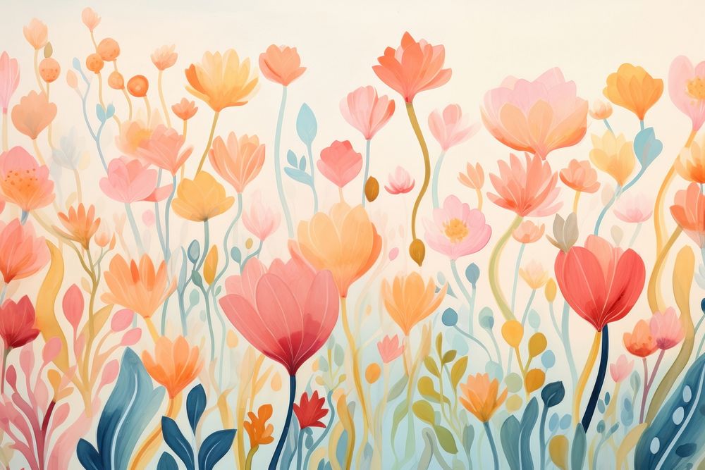 Simple flower garden backgrounds painting | Premium Photo Illustration ...