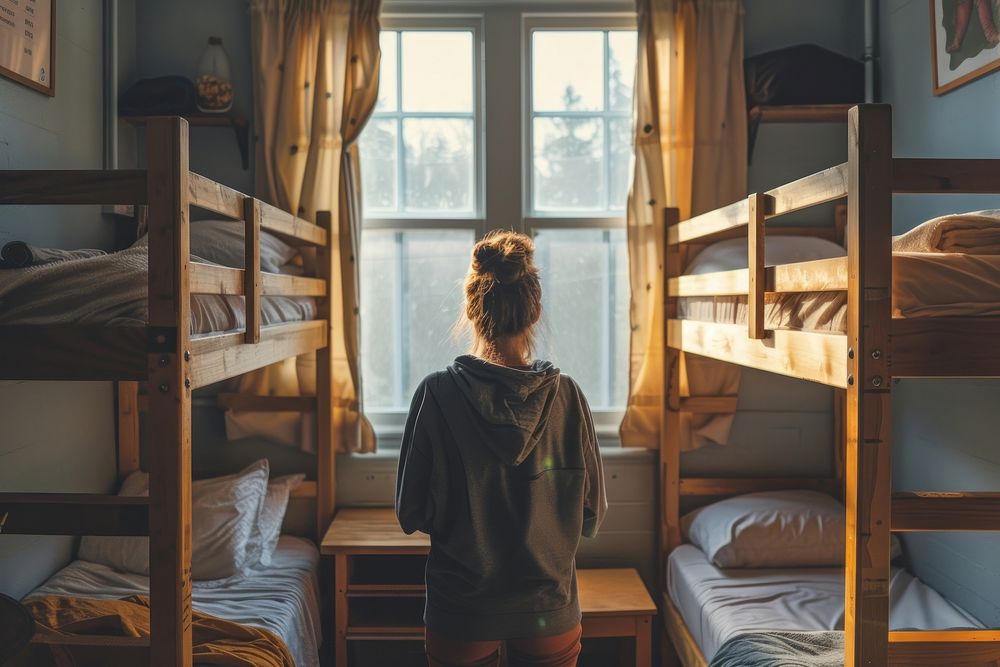 Backpacker arriving hostel bedroom architecture | Premium Photo - rawpixel