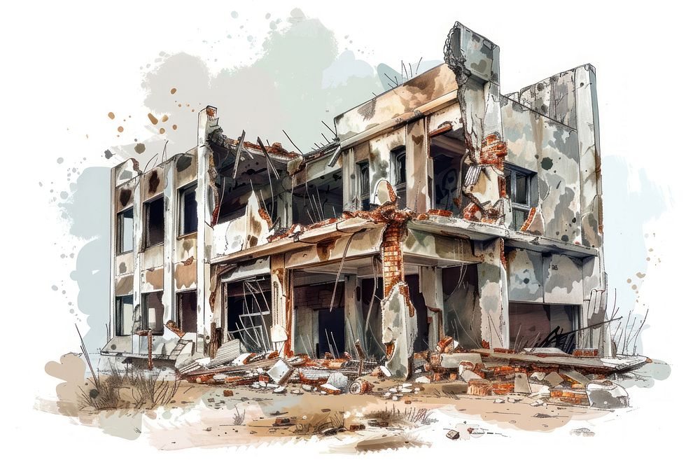 Architecture illustration destroyed building deterioration | Premium ...
