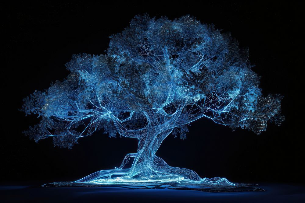 Glowing wireframe tree nature plant | Premium Photo Illustration - rawpixel
