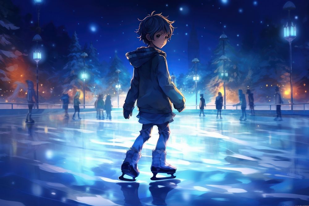 Ice skating sports night anime. | Premium Photo Illustration - rawpixel