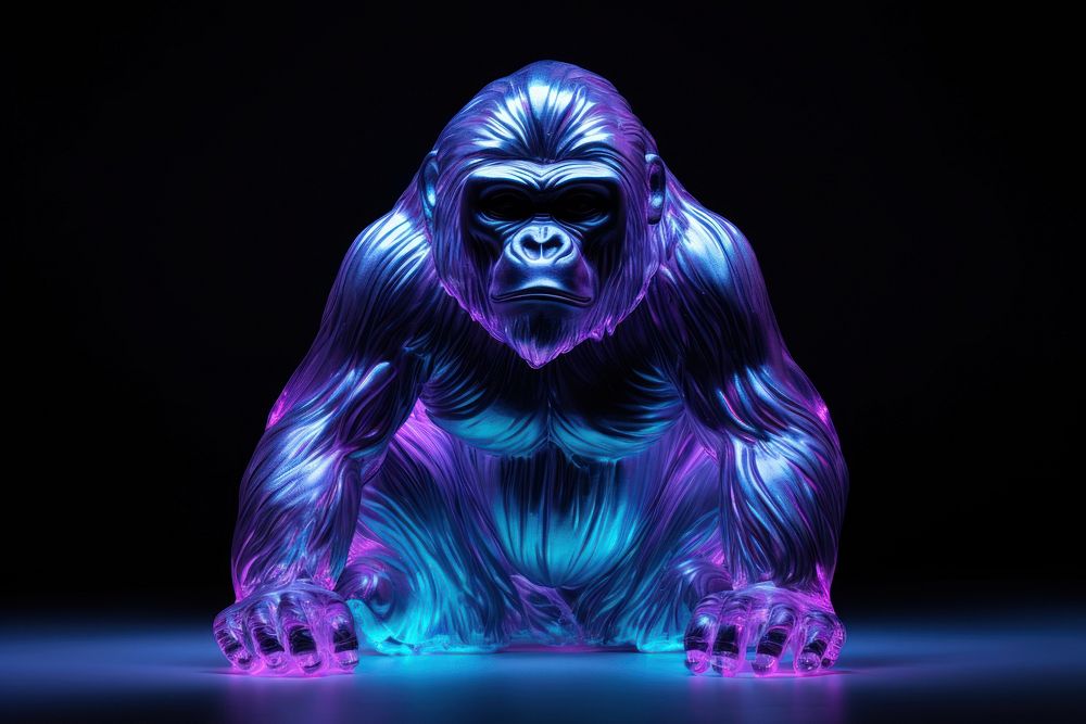 Neon full body gorilla wildlife | Free Photo Illustration - rawpixel