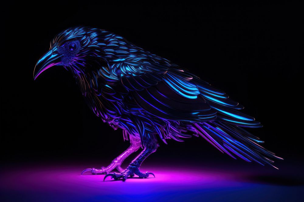Neon full body raven animal | Premium Photo Illustration - rawpixel