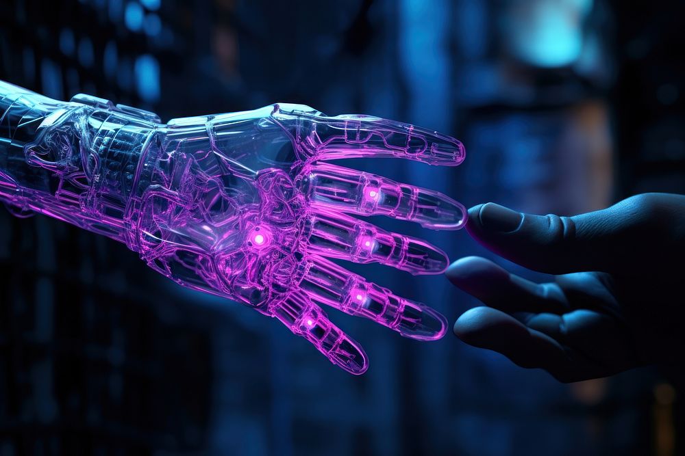 Robotic hand glowing light futuristic. | Premium Photo Illustration ...
