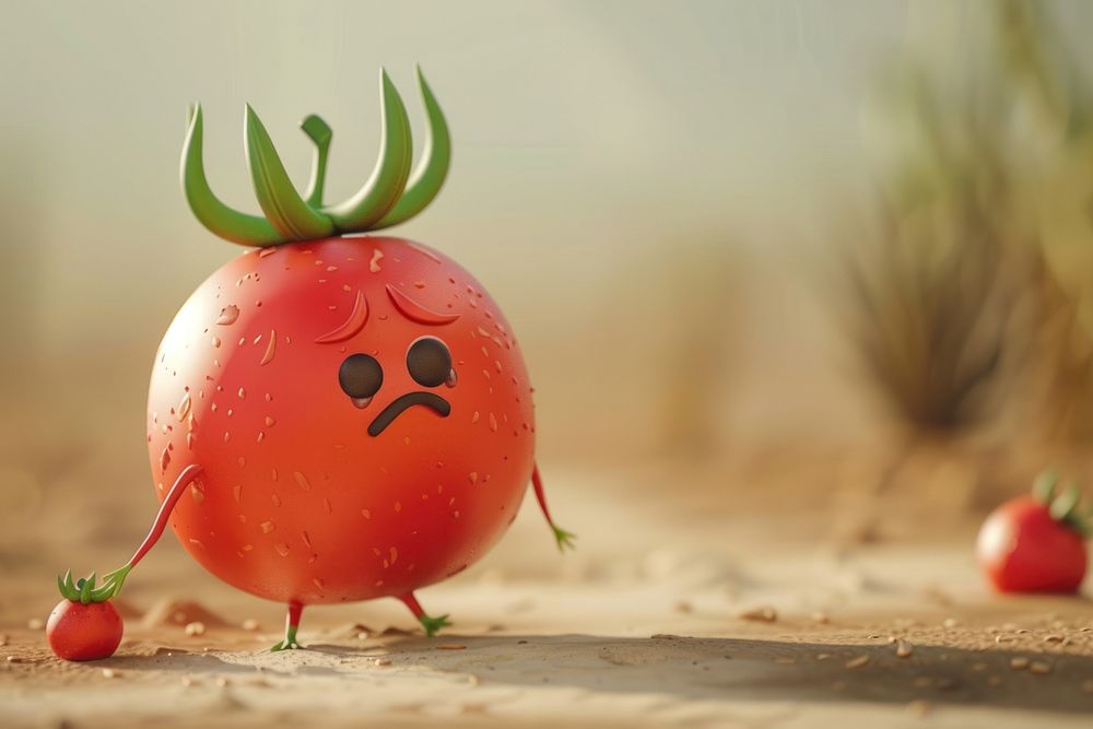 Tomato character cry plant fruit | Free Photo Illustration - rawpixel