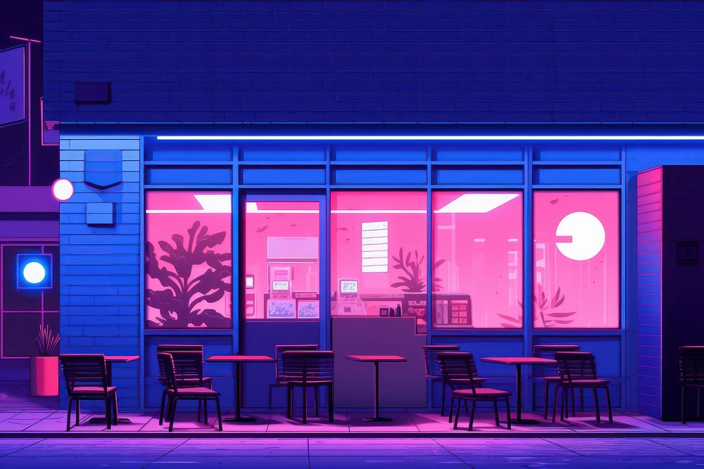 Restaurant restaurant purple lighting. | Free Photo Illustration - rawpixel
