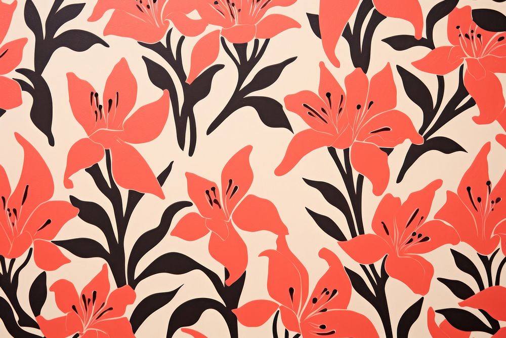 Silkscreen lilly pattern backgrounds plant | Premium Photo Illustration ...