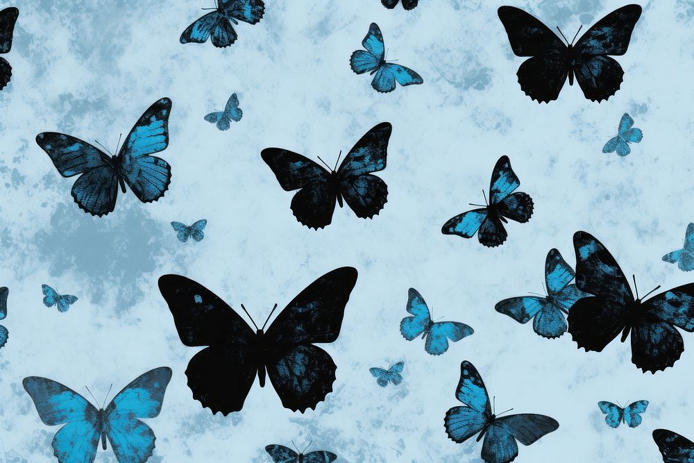 Silkscreen blue butterfly pattern backgrounds | Premium Photo ...