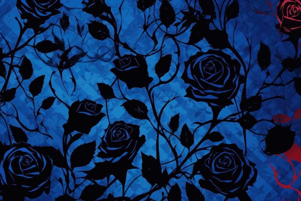 Silkscreen blue rose pattern backgrounds | Free Photo Illustration - rawpixel