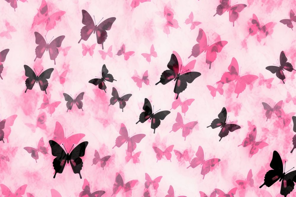 Silkscreen pink butterfly pattern backgrounds | Free Photo Illustration ...