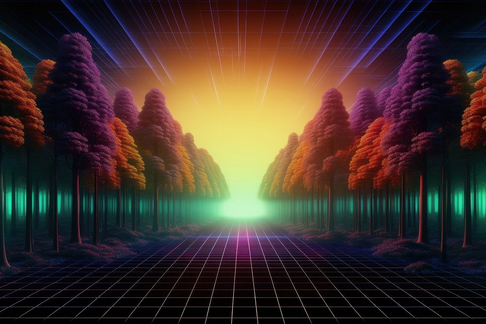 Retrowave autumn forest backgrounds abstract | Premium Photo ...