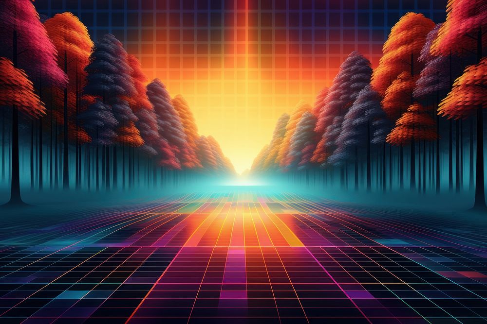 Retrowave autumn forest backgrounds abstract | Free Photo Illustration ...