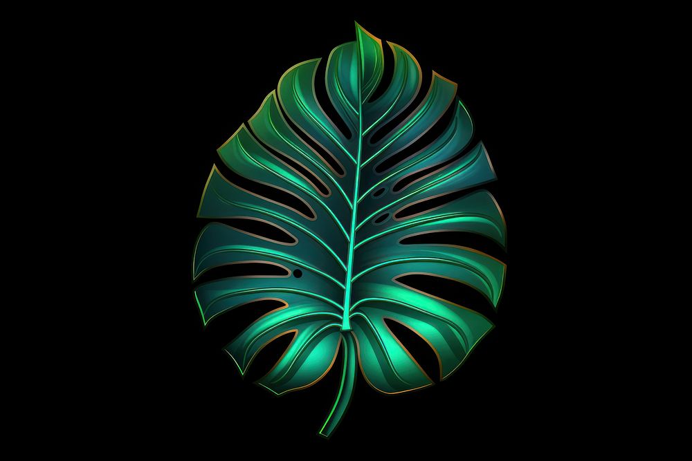 Neon monstera leaf png glowing | Free Photo Illustration - rawpixel