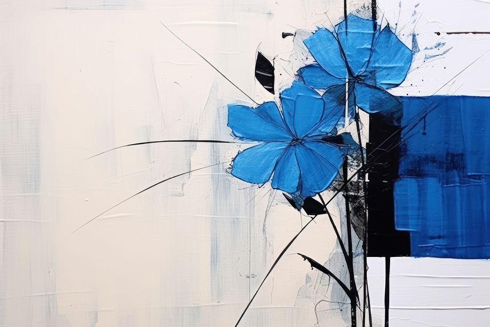 Blue flower art abstract painting. | Free Photo Illustration - rawpixel
