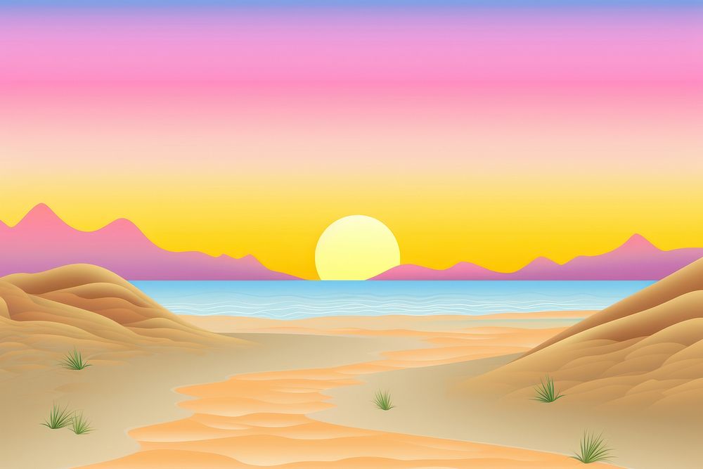 Painting sunset border backgrounds landscape | Premium Photo ...