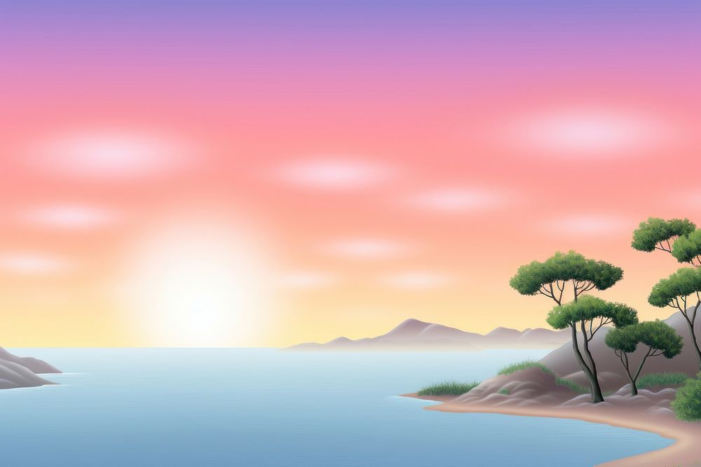 Painting sunset border landscape outdoors | Free Photo Illustration ...