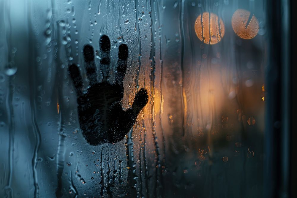 Handprint silhouette written window glass | Free Photo - rawpixel