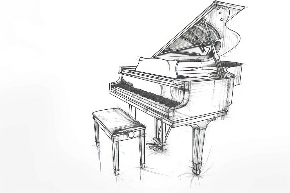 Piano drawing sketch piano. | Free Photo Illustration - rawpixel