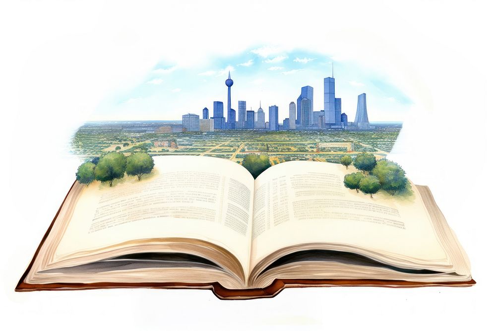 Illustration open book city publication | Premium Photo Illustration ...