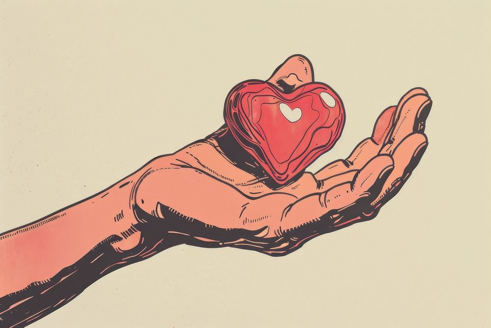 Drawing hand heart symbol red. | Free Photo Illustration - rawpixel