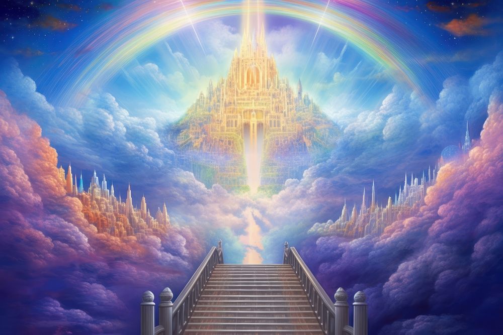 Rainbow way heaven architecture staircase | Premium Photo Illustration ...