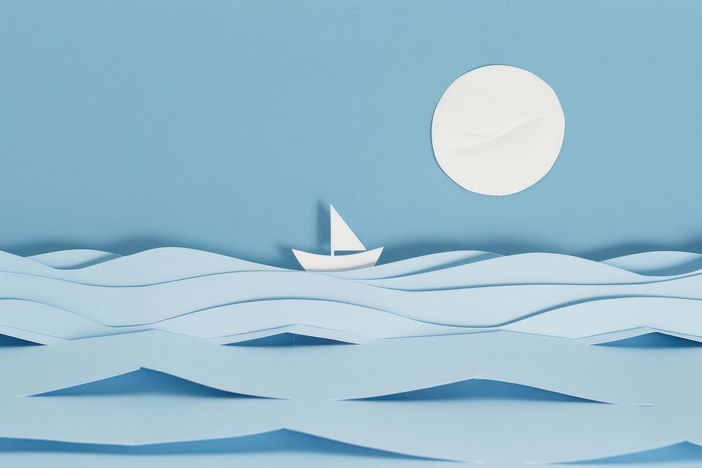 Paper boat ocean paper art | Free Photo Illustration - rawpixel