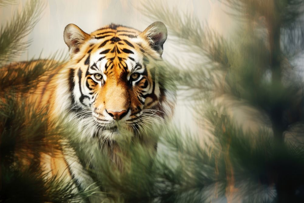 Tiger pine tree wildlife animal | Free Photo - rawpixel
