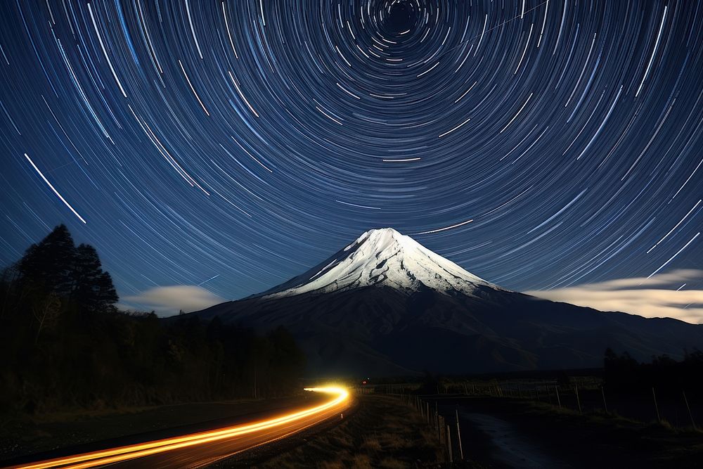 Volcano booming sky night landscape | Free Photo - rawpixel