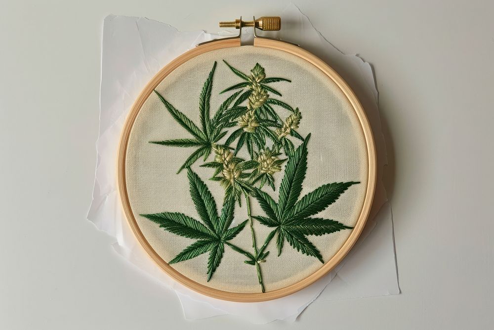 Cannabis embroidery style pattern cross-stitch | Free Photo - rawpixel