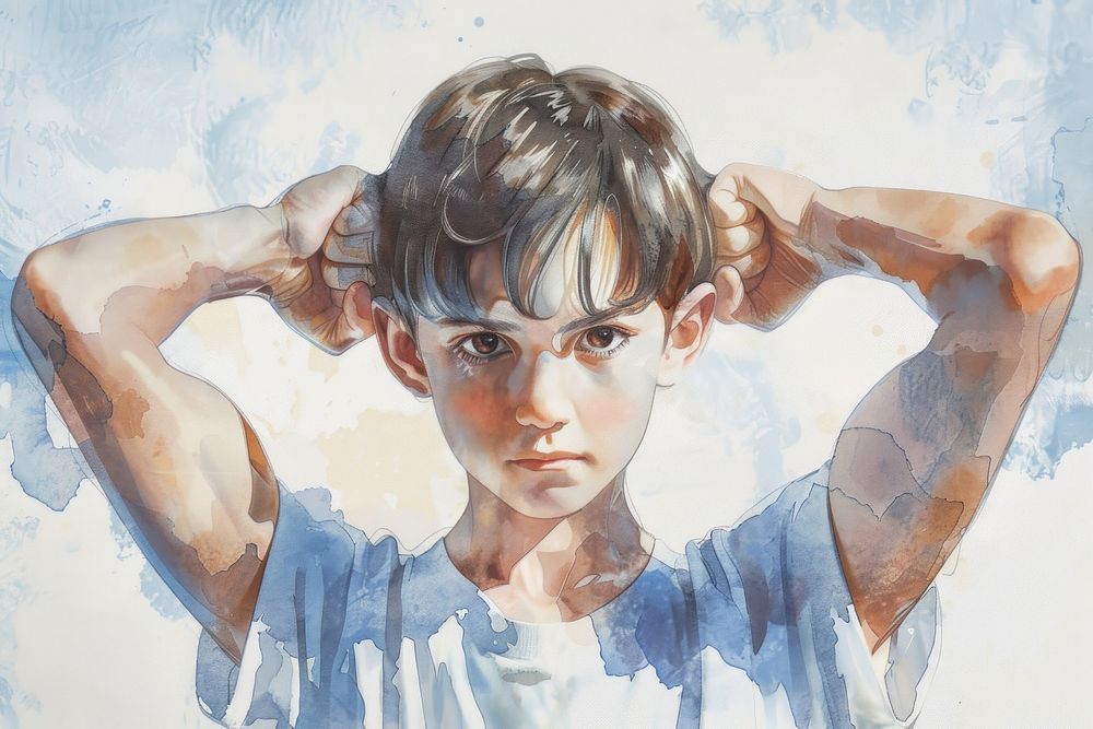 Boy portrait painting drawing. | Free Photo Illustration - rawpixel