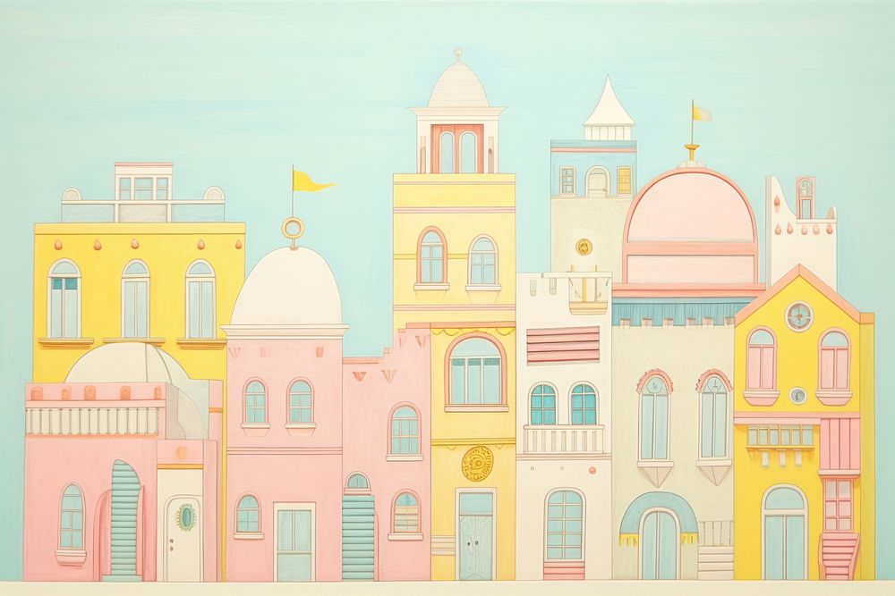 Painting buildings architecture backgrounds drawing. | Free Photo ...