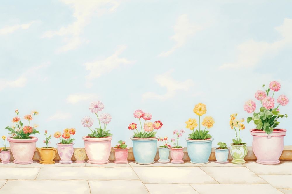 Painting flower pots border outdoors | Premium Photo Illustration ...