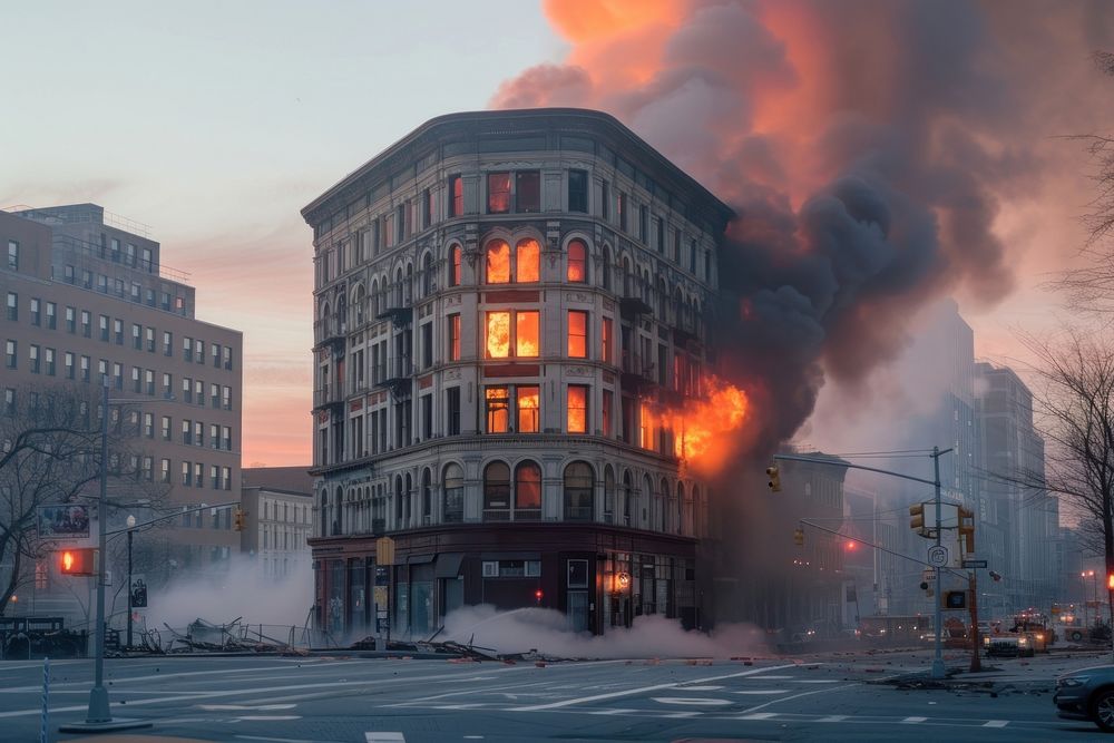 Building fire bombing smoke vehicle | Premium Photo - rawpixel