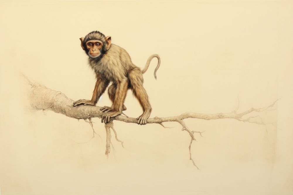 monkey full body wildlife painting | Premium Photo Illustration - rawpixel