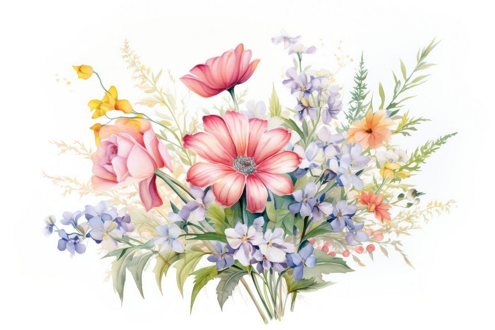 Wildflower bouquet painting plant inflorescence | Premium Photo ...