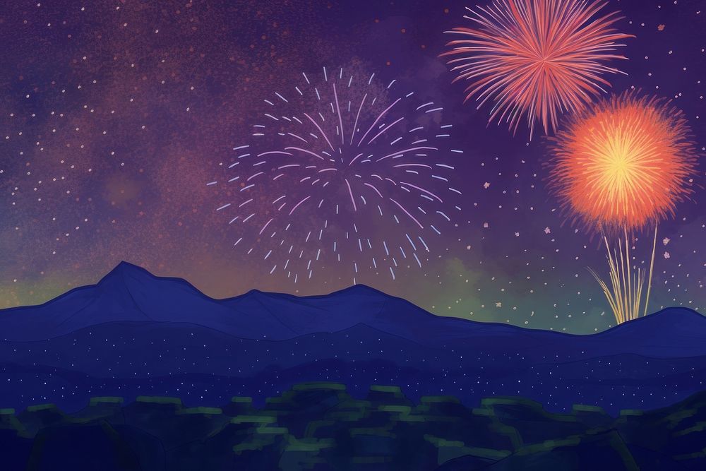 Landscape fireworks night outdoors nature. | Free Photo Illustration ...