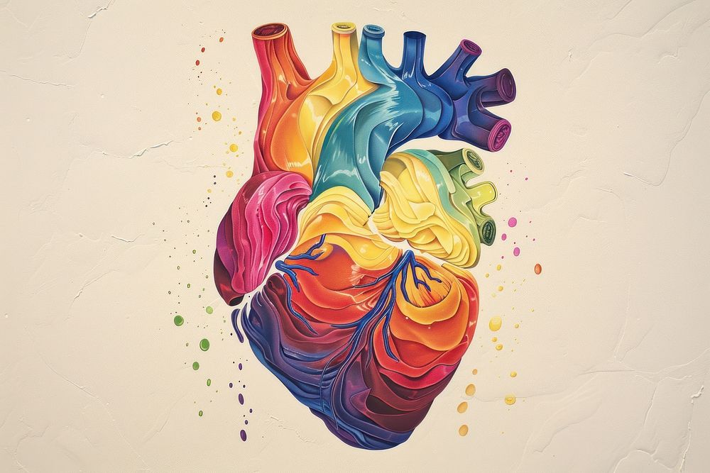 Drawing rainbow heart painting creativity | Free Photo Illustration ...