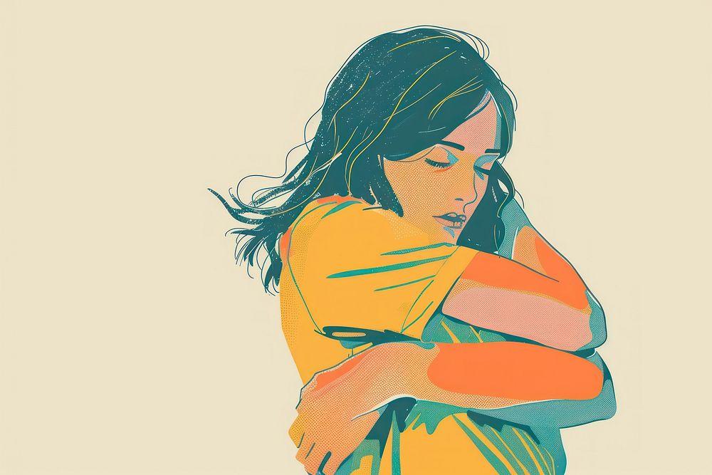 Drawing woman hug yourself sketch | Premium Photo Illustration - rawpixel
