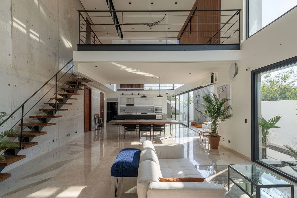 Modern two-story house architecture staircase | Free Photo - rawpixel