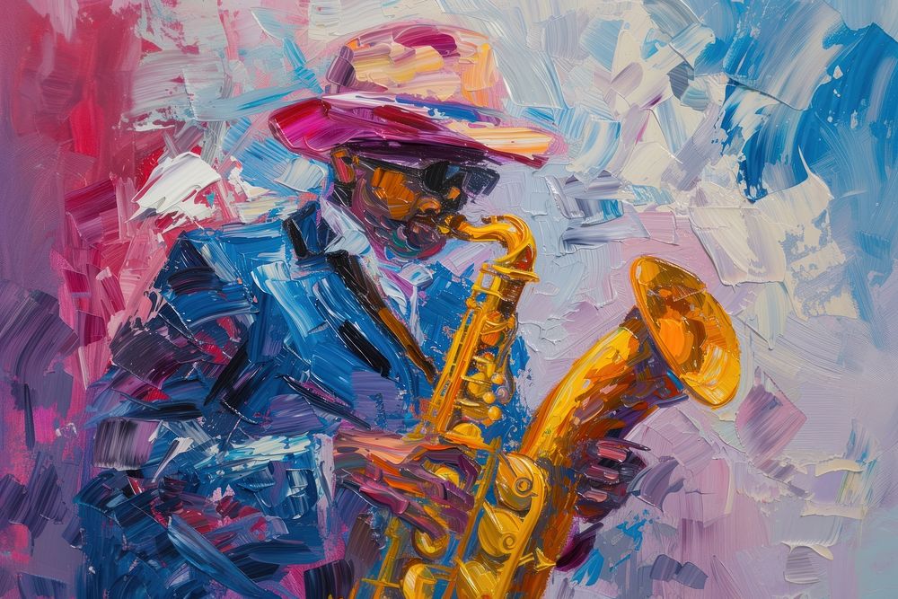 Jazzman plays saxophone painting art | Premium Photo - rawpixel