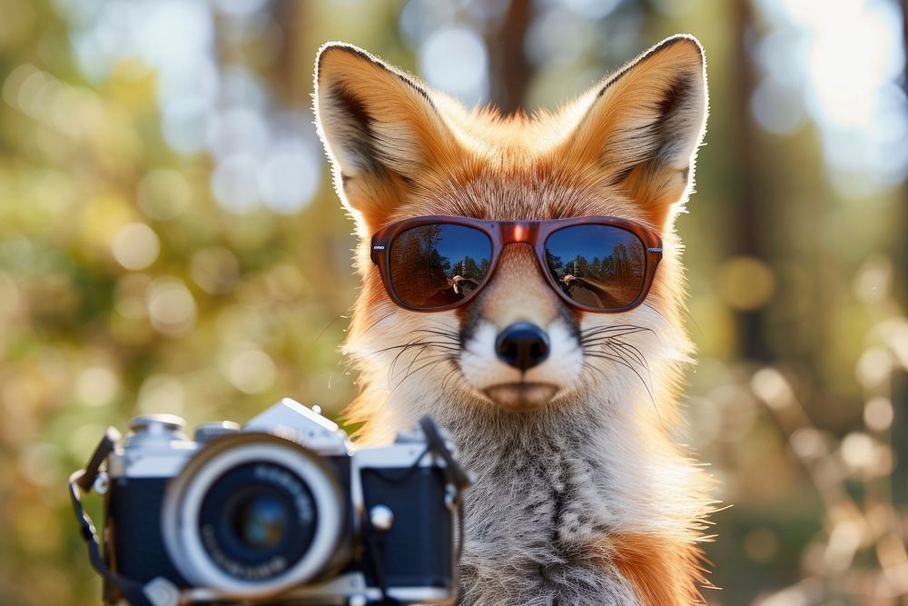 Fox wearing sunglasses selfie camera | Premium Photo - rawpixel