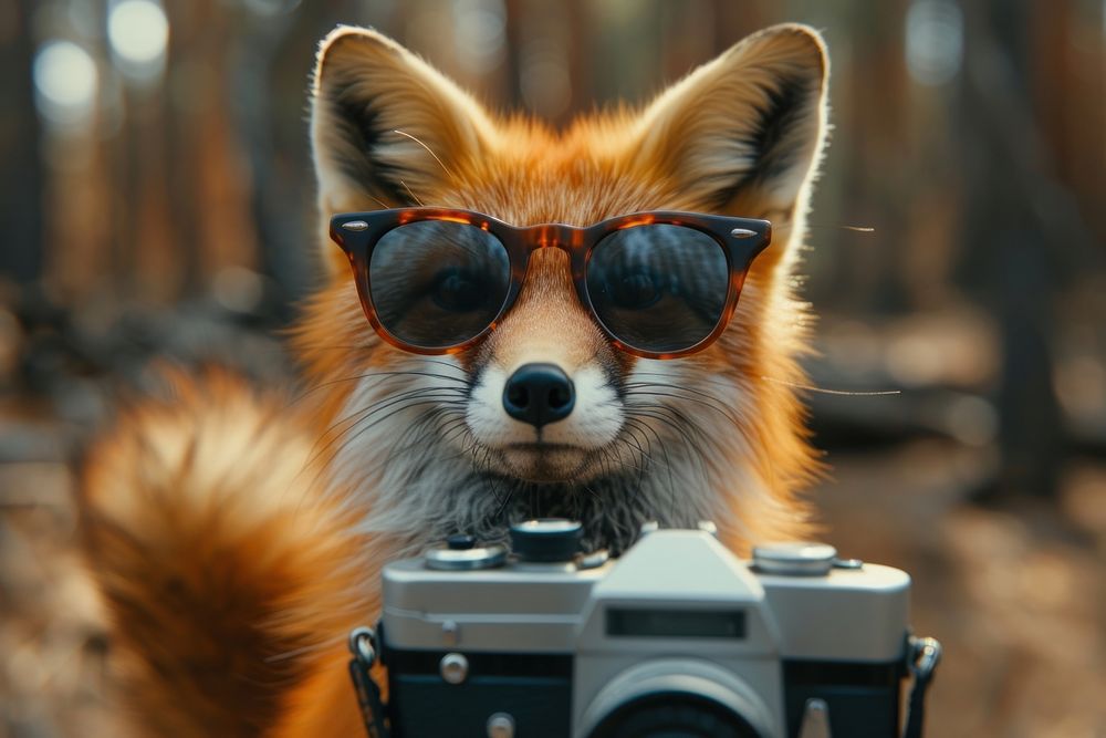 Fox wearing sunglasses selfie wildlife | Premium Photo - rawpixel
