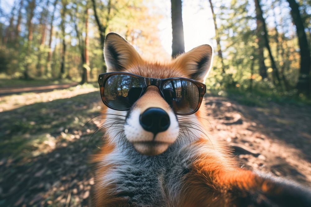 Fox wearing sunglasses selfie outdoors | Premium Photo - rawpixel