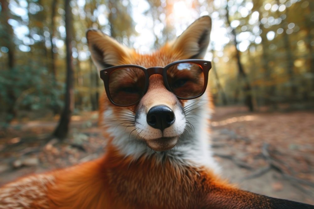 Fox wearing sunglasses selfie wildlife | Premium Photo - rawpixel