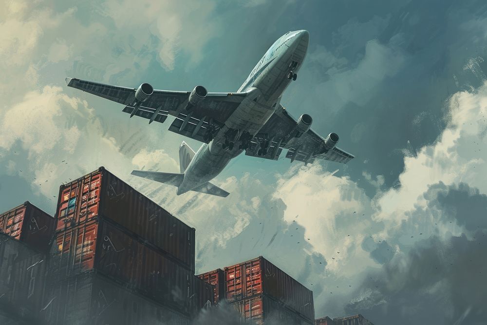 Plane flying container aircraft airplane | Premium Photo Illustration ...