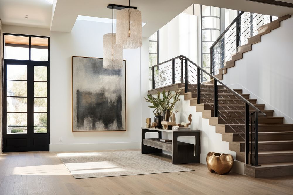 Foyer architecture staircase furniture. | Premium Photo - rawpixel